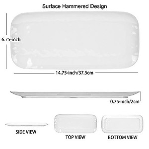 3 Tiered Serving Platter, 3-Piece 14.75" Melamine Tray and Tier Rack, Rectangular Food Display Stand with White Melamine Platters - Serving Trays for Parties