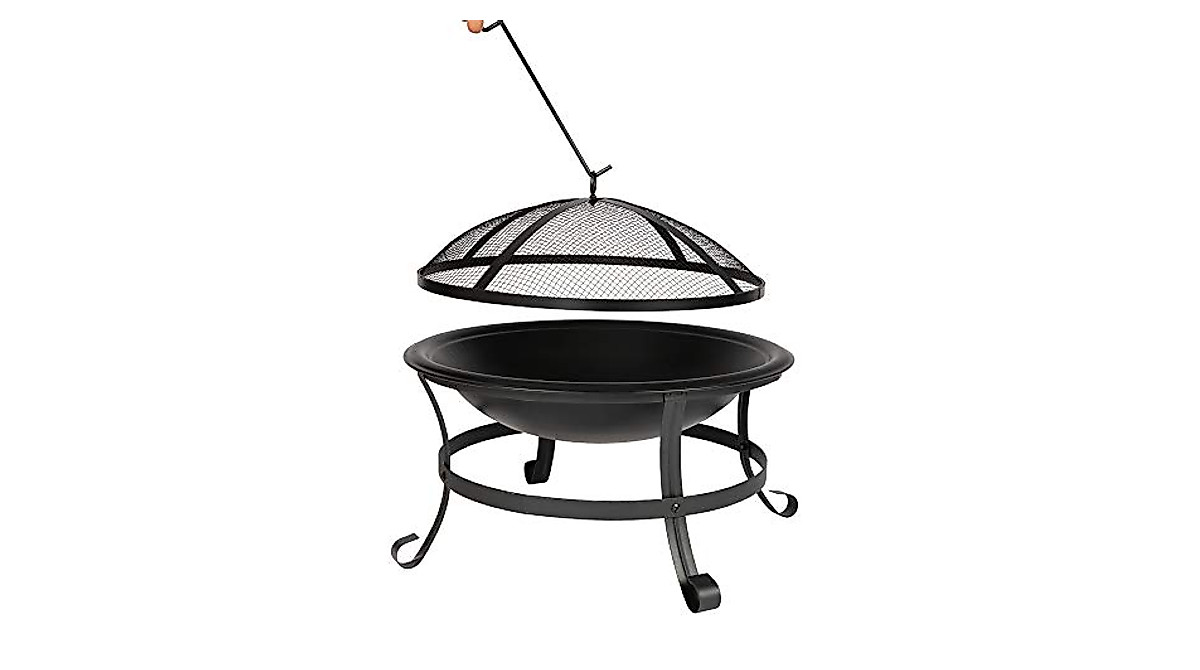 Portable 22” Fire Pit - Foldable Steel BBQ & Campfire with Mesh Screen