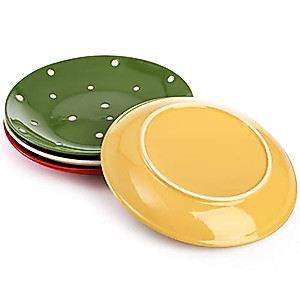 AVLA Ceramic Dessert Plates Set of 4, 8 Inches Porcelain Salad Serving Plates, Appetizer Plates for Steak, Pizza, Snack, Small Dinner Plates for Party, Restaurant, Home, Dishwasher and Microwave Safe