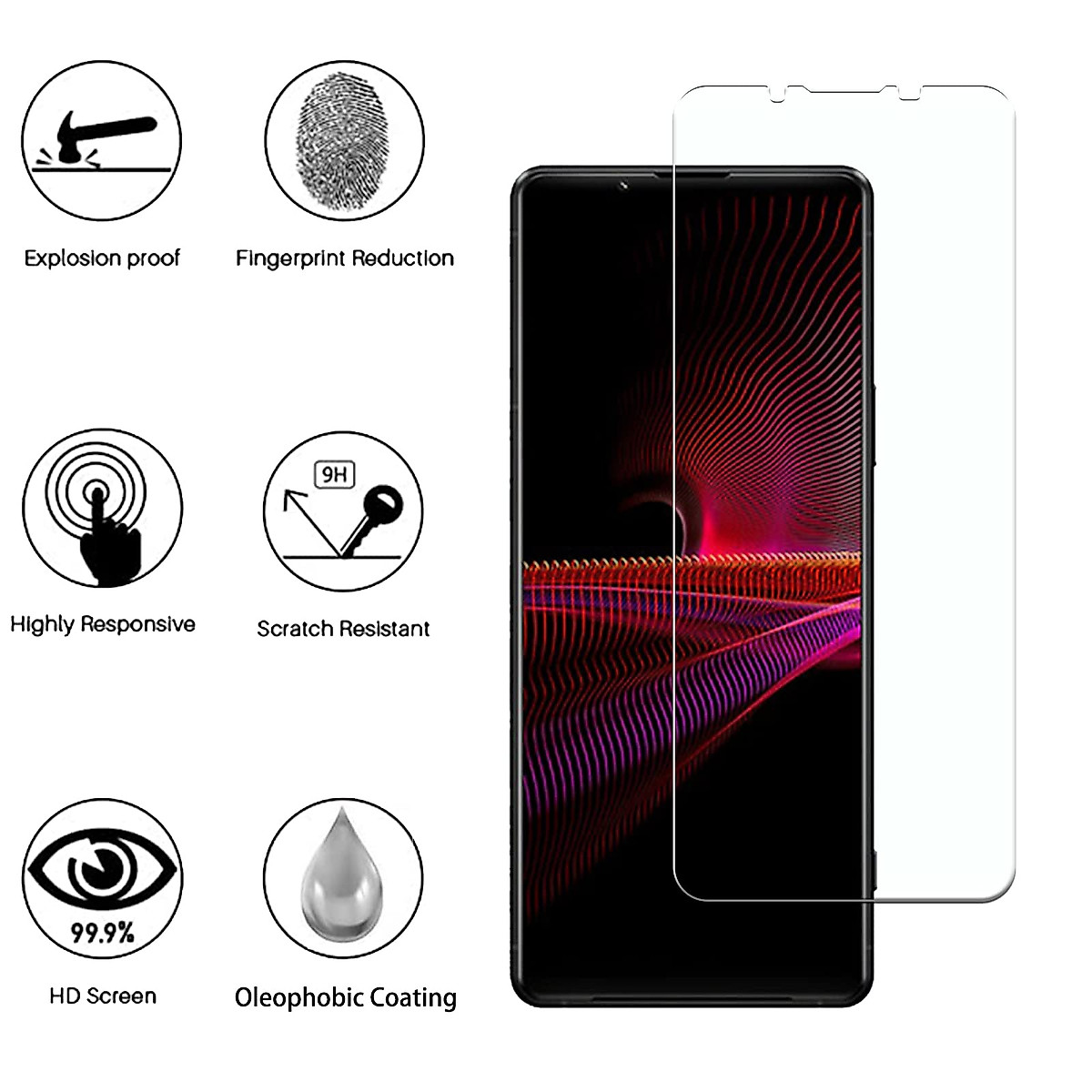 LCTONG (3 Pack) 9H Hardness Screen Protector for Sony Xperia 1 III- Bubble Free- Scratch Resistant- Easy to Install, Tempered Glass Screen Protector Compatible Sony Xperia 1 III
