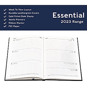Collins Essential A5 Week to View 2023 Diary - Black - Calendar Year Weekly Diary, Journal and Planner for business, office and personal