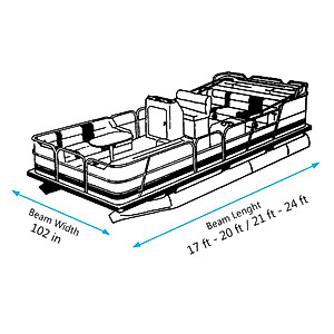 iCOVER Trailerable Pontoon Boat Cover, Heavy Duty Fits 17 to 20ft Long & Beam Width up to 102in Pontoon Boat with Storage Bag, Heavy-Duty Waterproof Stormproof, Fade-Resistant Polyester, Grey