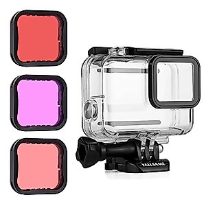 YALLSAME Waterproof Case Housing Case with Dive Filter for GoPro Hero 7 Silver/Hero 7 White Action Camera 45 Metres Underwater Protective Diving Accessories Kit for GoPro 7 White Silver