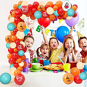 114 Pcs Red Panda Balloons Arch Garland Kit Decorations, Red Orange Green Latex Balloons for Kids Red Panda Birthday Party Supplies