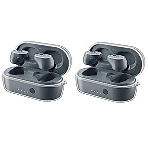 2 Pack DAYJOY Soft TPU Protective Clear Case Cover Compatible with Skullcandy Sesh Earphone, Protective Skin Sleeve with Key Chain(Transparent)