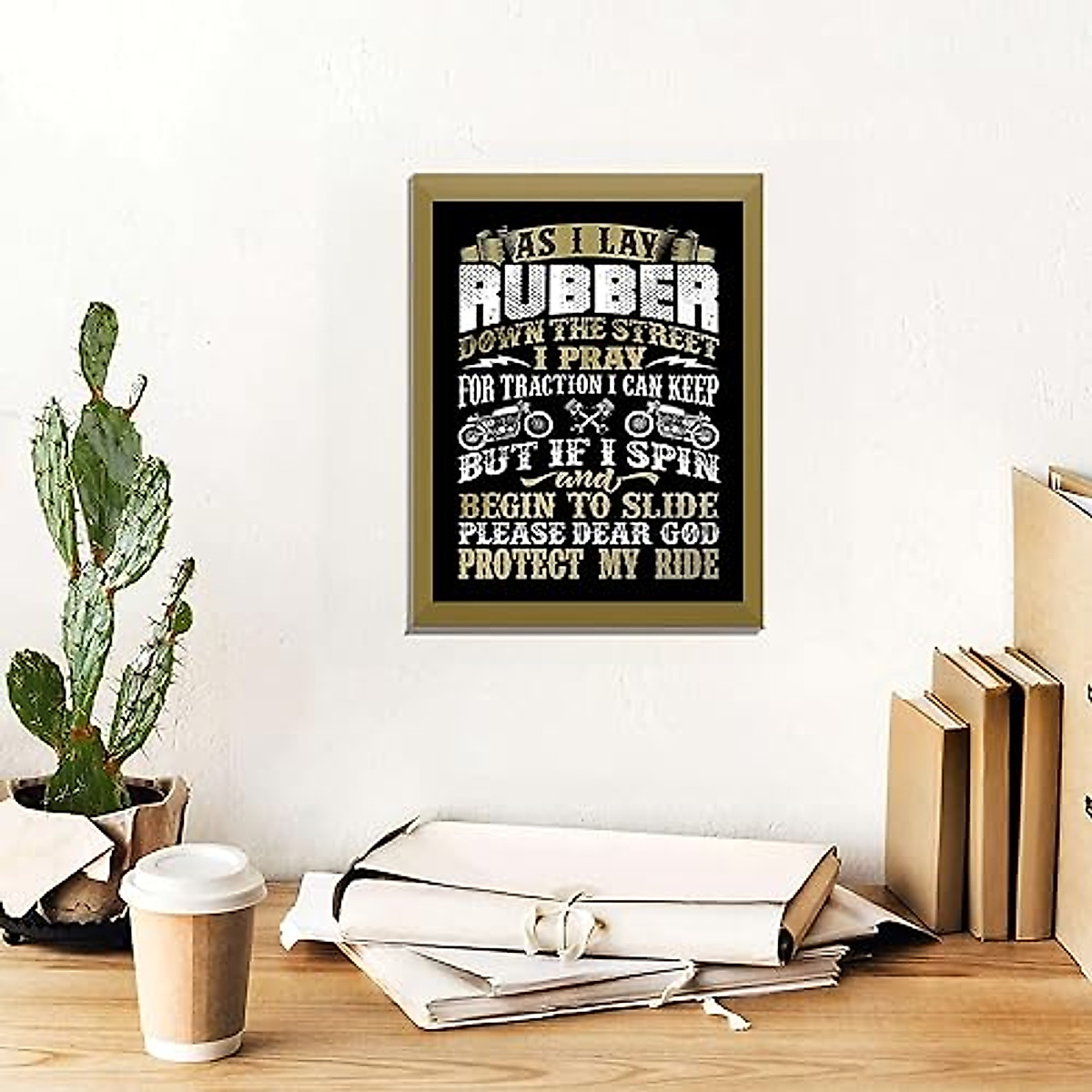 Lay Rubber & Dear God Protect My Ride- Funny Garage Wall Decor Print, For Home Decor, Office Decor, Man Cave Decor, Bar Decor & Garage Decor. Great For Motorcycles & Gearheads.Unframed - 8 x10"