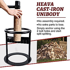 Lulu Home Hand Kindling Splitter, Cast Iron Firewood Splitting Kindling Chopper, Manual Log Wood Cutter on The Ground for Fireplace/Bonfire/Barbecue, 11.8" Dia X 13.7" H