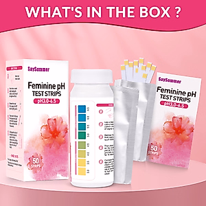 pH Balance Strips for Women, 50 Strips Yeast Infection Test Kit for Women, Vaginal pH Test Strips BV Test at Home Monitoring Feminine Health