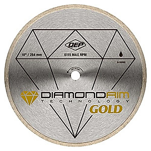 QEP 10" Continuous Rim Premium Diamond Blade for Wet or Dry Cutting of Ceramic, Porcelain, and Marble Tile