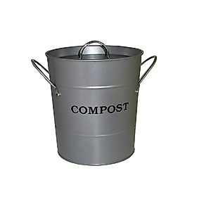Exaco CPBS 04 Small 2-N-1 Kitchen Compost Bucket, Silver