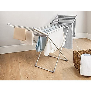tonchean Heated Drying Rack Folding Electric Clothes Drying Rack, Collapsible Laundry Drying Rack, Free-Standing Heating Garment Dryer Towel Rail Space Saving for Home Indoor/Outdoor