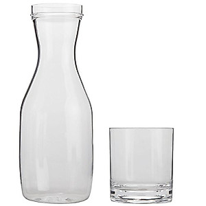 Lily's Home Bedside Night Water Carafe with Tumbler Glass, Easy Pour Spout for No-Mess Use in Bedroom, Bathroom, or Kitchen, Use Cup as Lid, Acrylic Break Resistant (16 Ounces)