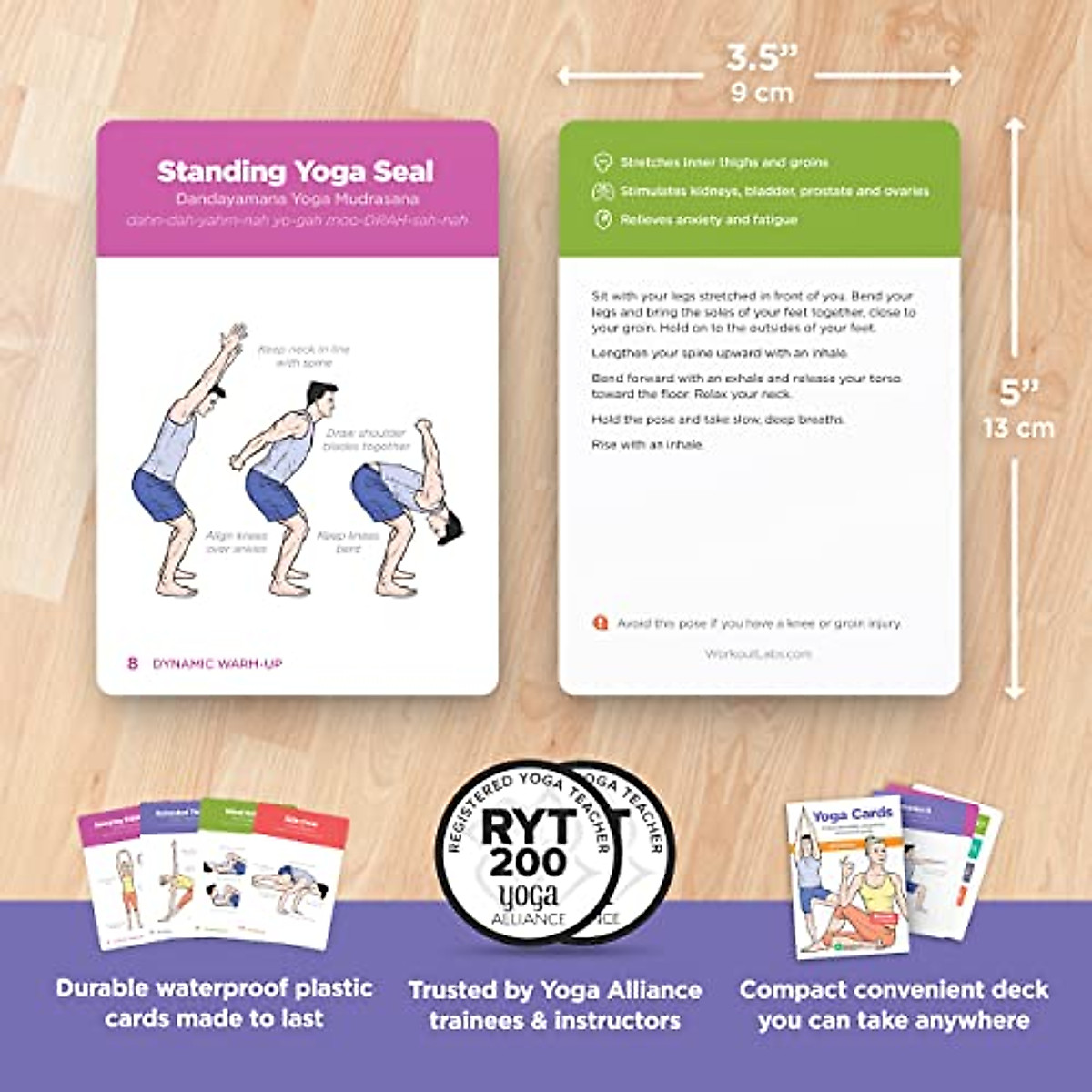 WorkoutLabs Yoga Cards – Beginner: Visual Study, Class Sequencing & Practice Guide with Essential Poses, Breathing Exercises & Meditation · Plastic Flash Cards Deck with Sanskrit