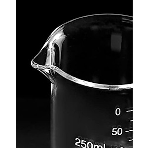 QWORK Glass Measuring Beaker Set, 3 Pcs (50ml 100ml 250ml), Graduated Measuring Low Form Glass Beaker