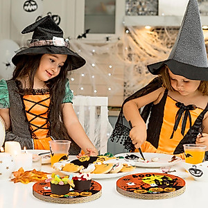 Jremreo 50 Pcs 9-Inch Halloween Paper Plates - Spooky Haunted House Party Supplies Set, Disposable Tableware with Ghost, Pumpkin, and Bat Designs for Candy, Snack, Dessert, Trick or Treat Decorations