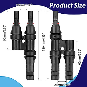 10 Pairs Solar Branch Connectors Y Connector Waterproof Solar Panel Connector Solar Wind Power Parts and Accessories for Parallel Connection Between Solar Panels