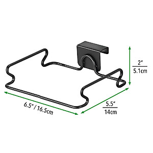 mDesign Over The Cabinet Metal Wire Small Garbage Container, Trash Bag Holder Rack for Recycled Reusable Disposable Plastic Shopping Grocery Bags for Kitchen, Pantry, Garage, Bathroom - Matte Black