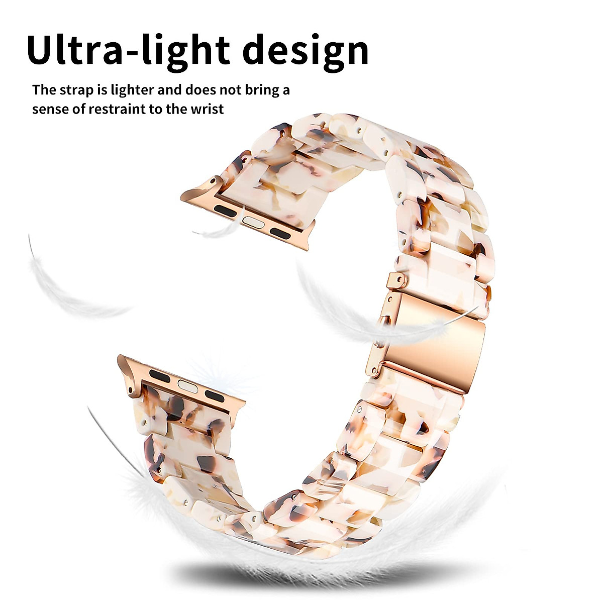 Bestig Resin Bands Compatible with Apple Watch Band 38mm 40mm 41mm 42mm 44mm 45mm 46mm 49mm Women Men,Lightweight Waterproof Strap for iWatch Ultra SE Series 10/9/8/7/6/5/4/3/2/1(Nougat White)