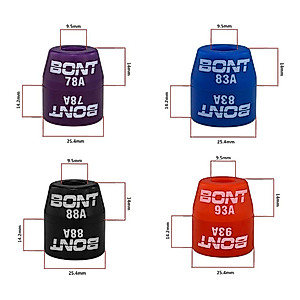 Bont Skates - Replacement Top Cone or Bottom Barrel Cushions Bushings - Quad Roller Skate Derby Plate - Made in USA (88A Black, Top & Bottom (8pc))