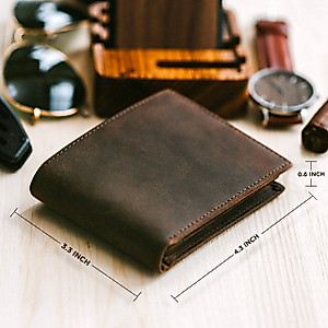 Leather Men's RFID Bifold Wallet with Removable Slim Front Pocket Card Holder, Brown