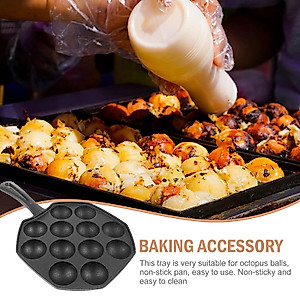Hemoton Pans Grill Pan 19 Holes Baking Tray Cast Iron Nonstick Cooking Plate Pancakes Plate Octopus Balls Baking Maker for Quail Egg Octopus Black Nonstick Frying Pan Nonstick Frying Pan