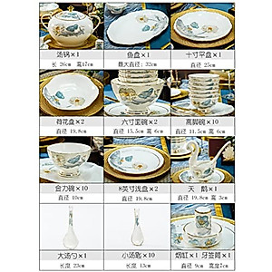 GAENZA Home Tableware 60 Piece Rice Bowl Cutlery Set Bowl Plate Dish Ceramic Tableware