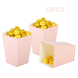Pink Popcorn Boxes Mini Paper Popcorn Box Cardboard Popcorn Container for Party, Pack of 12