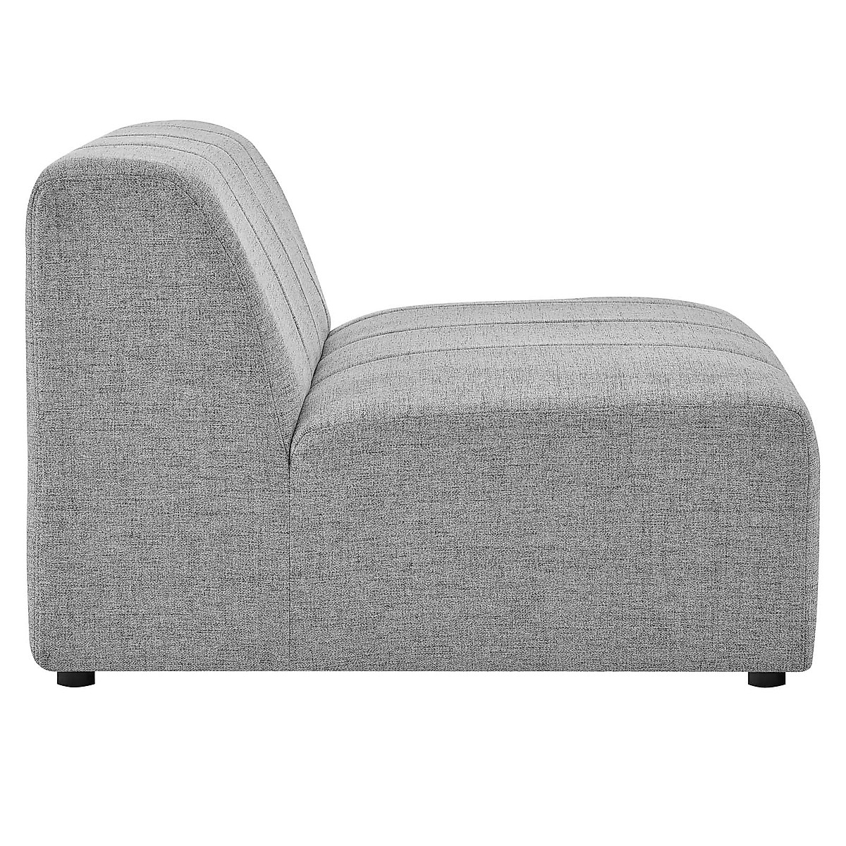 Modway Bartlett Channel Tufted Upholstered Sectional, Armless Chair, Light Gray