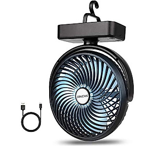 Camping Fan with LED Lights 7-Inch, Rechargeable 5000mAh Tent Fan Battery Operated/USB Personal Fan for Camping RV BBQ Travel Home Office Desk Indoor Outdoor...