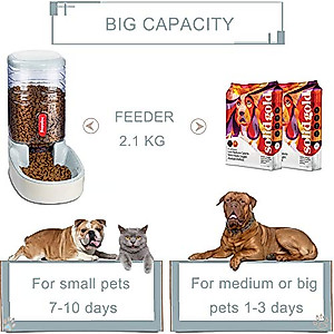 XingCheng-Sport 2 in 1 Pets Feeder Automatic Cat Feeder and Water Dispenser for Small Medium Big Dogs Cats Big Capacity 3.8L (Light Gray)