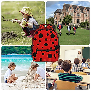 Dujiea 12" Kids Backpack Polka Dot Ladybug Toddler Backpack For Boys Girls, Preschool Kindergarten Schoolbag Nursery Travel Bag With Chest Strap