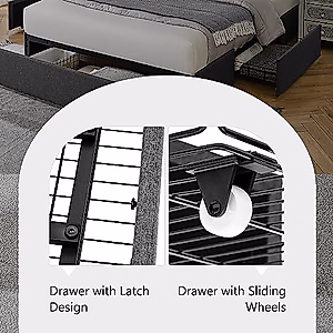 Lumelay Full Size Bed Frame with 3 Storage Drawers, Fabric Upholstered Platform Bed Frame Full No Fixed Headboard,Strong Matel Frame and Wooden Slats Support No Nosie No Box Spring Needed (Full)