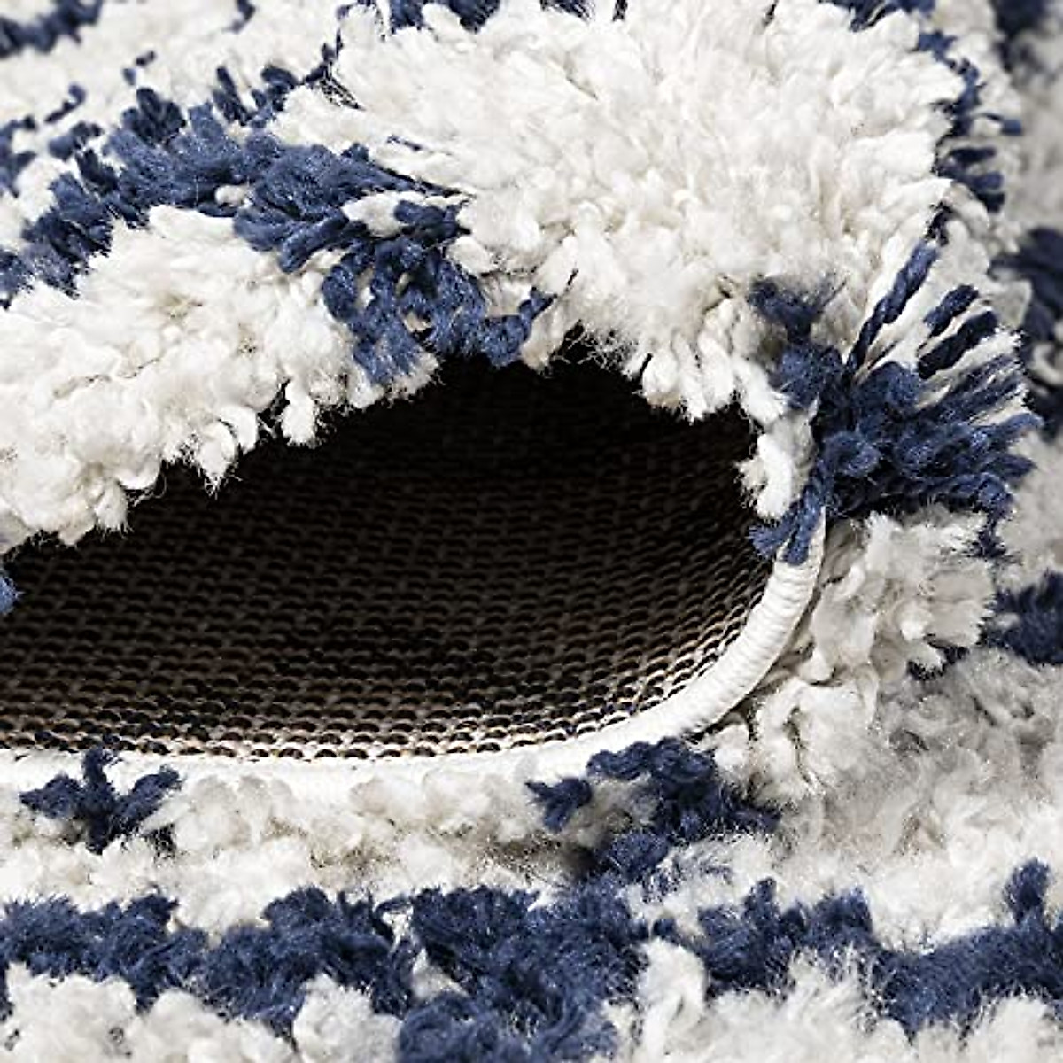 JONATHAN Y SHG104B-8 Sineu Moroccan Diamond Shag Indoor Area-Rug Bohemian Contemporary Modern Geometric Easy-Cleaning High Traffic Bedroom Kitchen Living Room Non Shedding, 8 X 10, Beige/Navy