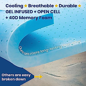 3 Inch Memory Foam Mattress Topper Queen, Gel Foam Mattress Topper Queen for Pressure Relief, High Density Cooling Memory Foam Pad, Premium Soft Mattress Topper, Certipur-Us Certified