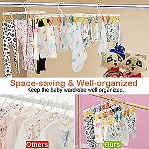 Baby Clothes Organizer Hangers with Clips, 360° Rotating Kids Pants Hangers, Space Saving, Vimiv Non-Slip Racks for Newborn Children Infant Toddler Towel Bib Sock Hangers w/16 Clips, 2 Pack Bulk