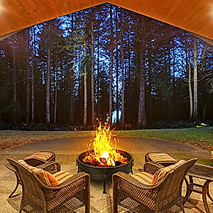 BLUMFELDT Catania 2-in-1 Fire Bowl, 32 Inch Diameter Fireplace with FireView Concept, Spark Guard, Carry Rings, Poker and Grill Grate, Heat-Resistant Lacquer, Antique Design, Charcoal or Firewood