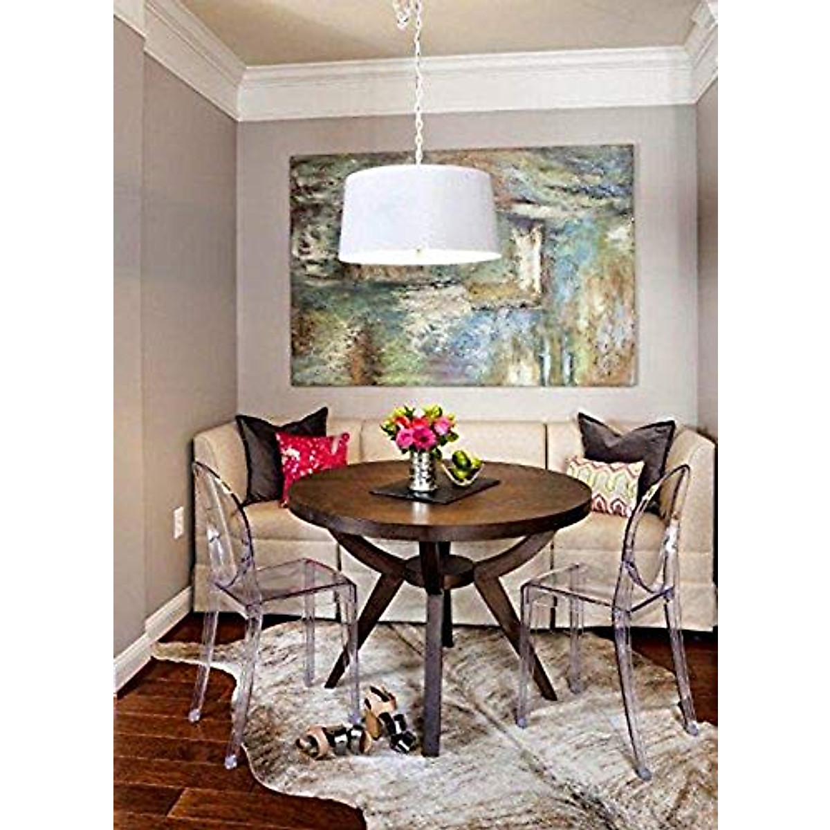 2xhome - Set of 4 Clear Dining Room Ghost Chairs Large Size Polycarbonate Plastic Modern Accent Side Chairs, Clear