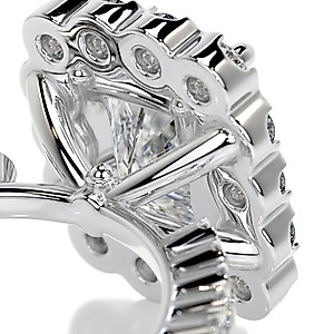 Solid Gold Handmade Engagement Rings 2 CT Radiant Cut Moissanite Diamond Halo Bridal Wedding Rings for Anniversary Propose Gifts (925 Sterling Silver)