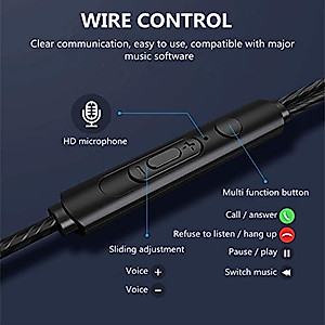D-GROEE Earbuds Earphones, Wired Headphones in Ear, A4 Universal Wire Control Double Moving Coil Subwoofer Earphone in-Ear Earplugs Headset Blue