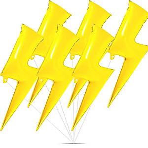 Set of 6 Yellow Lightning Bolt Foil Party Balloons 45 Inch Yellow Flash Balloons for Party Foil Lightning Bolt Shape Balloons Foil Bolt Birthday Party Supplies for Birthday Wedding Decoration
