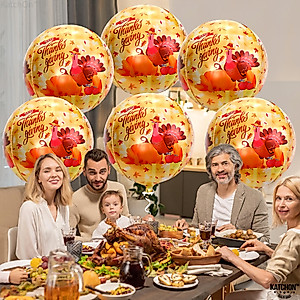 KatchOn, Thanksgiving Turkey Balloons - Large 22 Inch, Pack of 6 | Maple Leaf Balloons - Big, 27 Inch | Happy Thanksgiving Balloons Decorations | Fall Leaves Balloons | Turkey Balloons