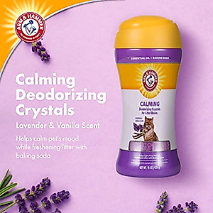Arm & Hammer Deodorizing Cat Litter Crystals for Litter Boxes | Calming Odor Neutralizing Cat Litter Odor Eliminator in Lavender & Vanilla Scent | Litter Box Odor Eliminator, 15 Oz