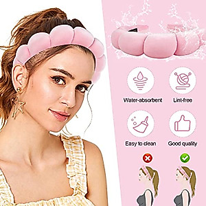 IGIGRING Spa Headband for Women, Sponge Spa Headband for Washing Face, Skincare Headbands for Face Washing, Makeup Removal, Shower, Skincare, Terry Towel Cloth Fabric Head Band (White)