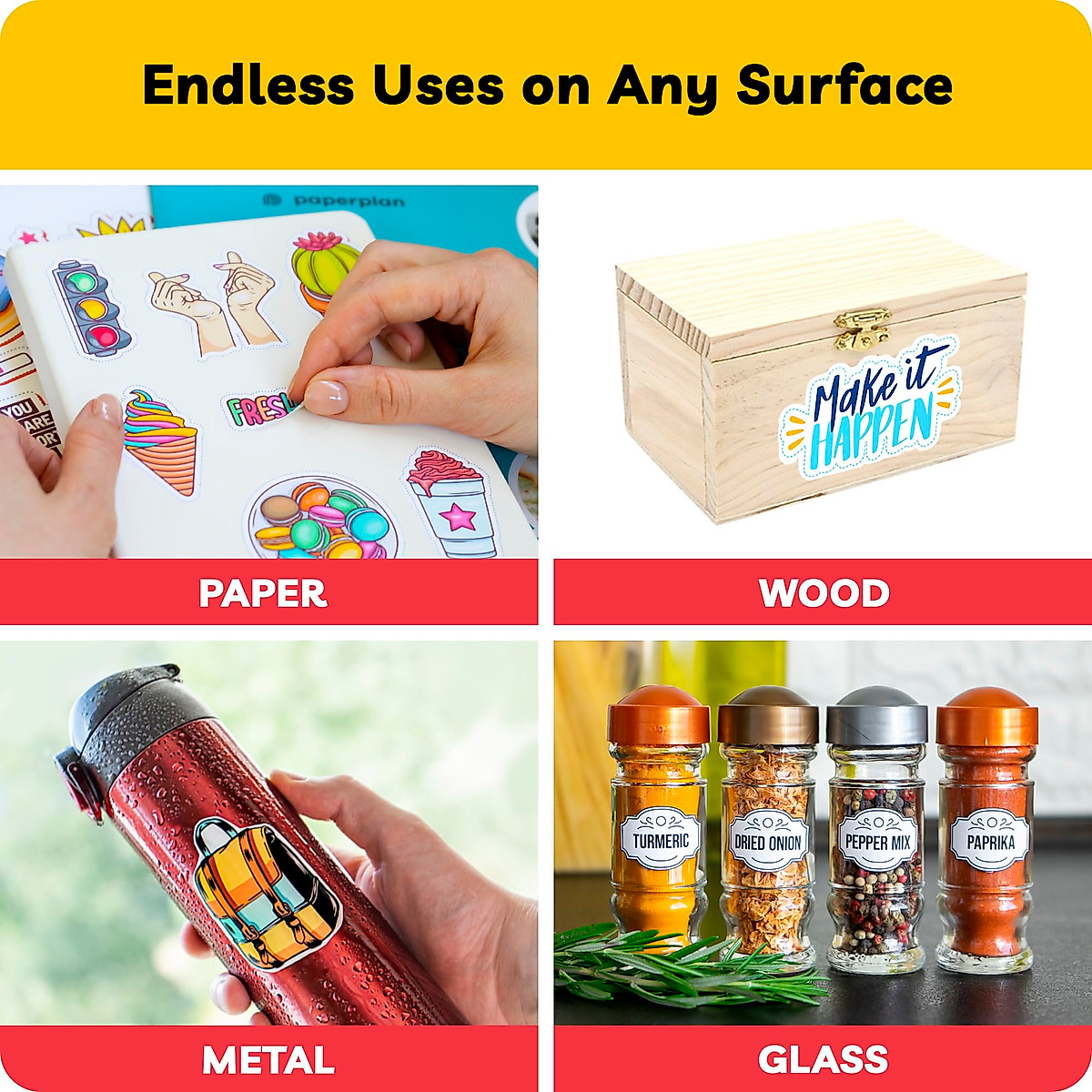 (30 Sheets) Printable Vinyl Sticker Paper for Inkjet Printer Waterproof - White, Matte, 8.5 x 11 Inkjet Sticker Paper, Cricut Sticker Paper Printable , Waterproof Sticker Paper / Paper Plan