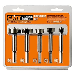 CMT 537.000.05 5-Piece Forstner Bit set, 15-20-25-30-35mm Diameters, 8-10mm Shank