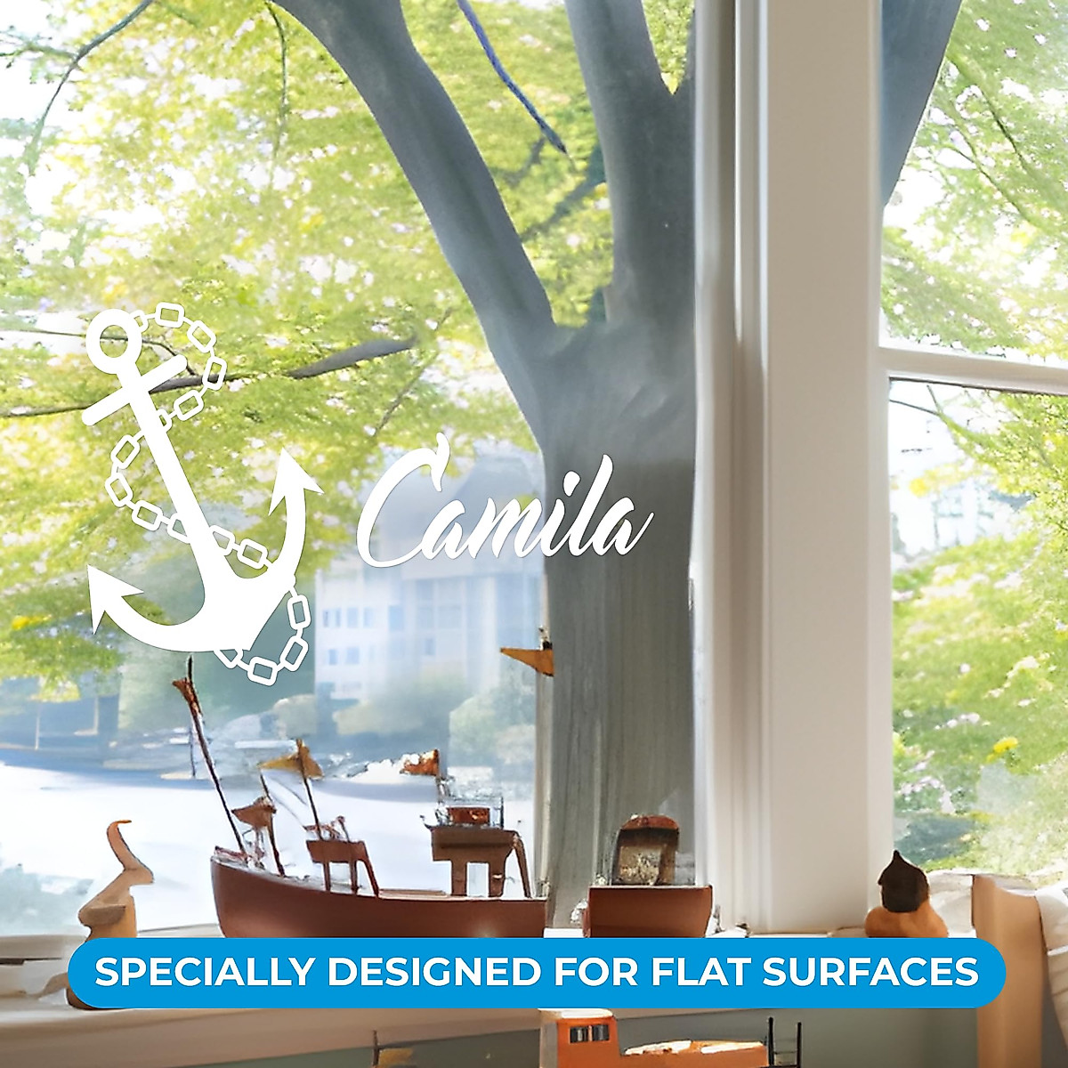 Custom Name Anchor Nautical Series - Baby Boy/Girl Wall Decal Nursery for Home Bedroom Children (MM48) (Wide 22" x 14" Height)