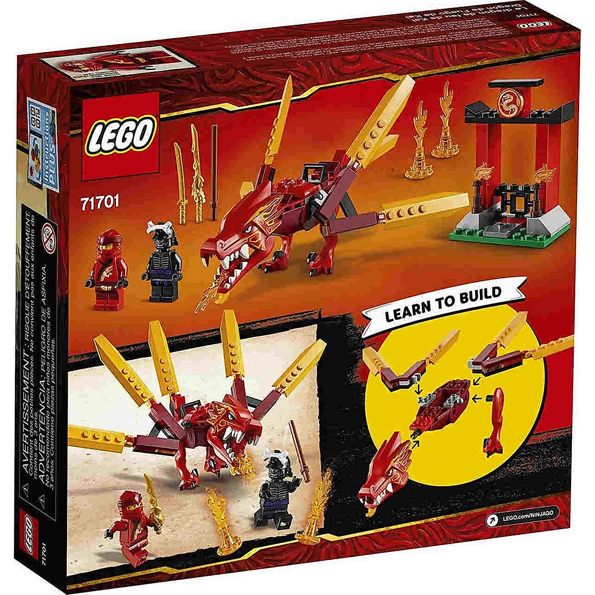LEGO NINJAGO Legacy Kai’s Fire Dragon 71701 Dragon Toy Figure Building Kit (81 Pieces)