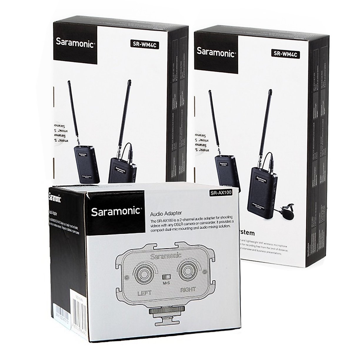 Saramonic Dual Wireless VHF Lavalier Microphone Bundle with 2 Transmitters, 2 Receivers and Audio Mixer for DSLR Cameras