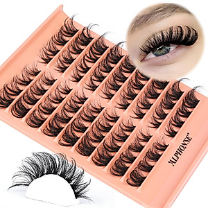 Lash Extension Individual Lashes Wispy Lash Clusters 18mm Cat Eye Cluster Lashes D Curl Eyelash Clusters DIY at Home Faux Mink Eyelash Extensions by ALPHONSE(72Pcs)