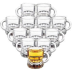 Okuna Outpost 12 Pack 1 Oz Mini Beer Mug Shot Glasses with Handles for Party, Birthday (1.57 x 1.9 In)